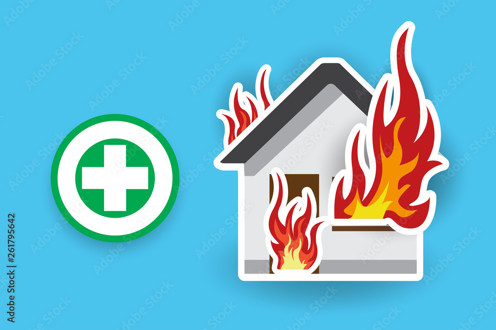 House On Fire,Fire with Fire Extinguisher Vector, safety first Stock ...