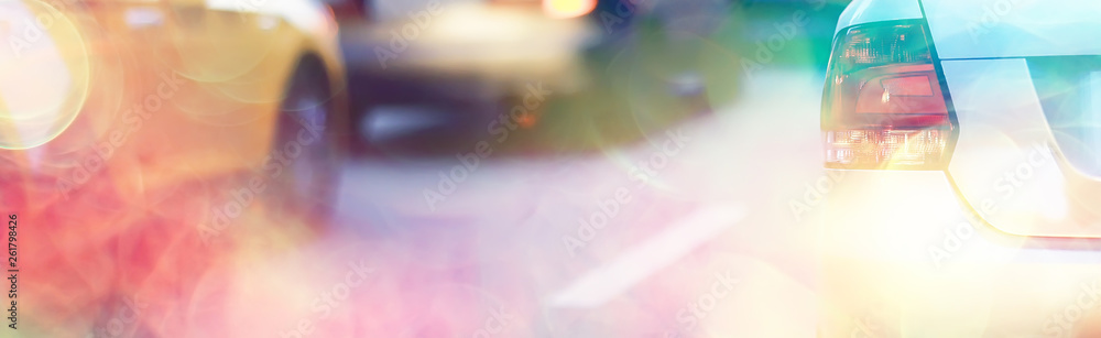 abstract traffic jam background on road / bokeh, view of transport ...