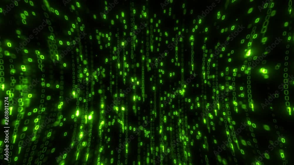 Vidéo Stock Computer Binary Code Data Falling Loop/ 4k animation of an abstract computer ...