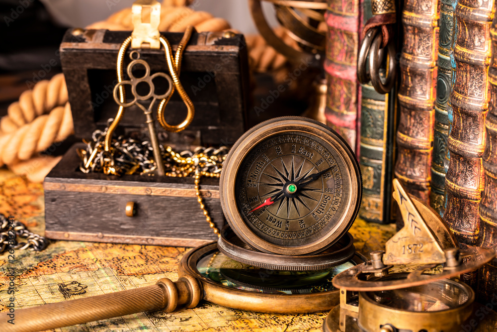 Old Treasure Map Compass
