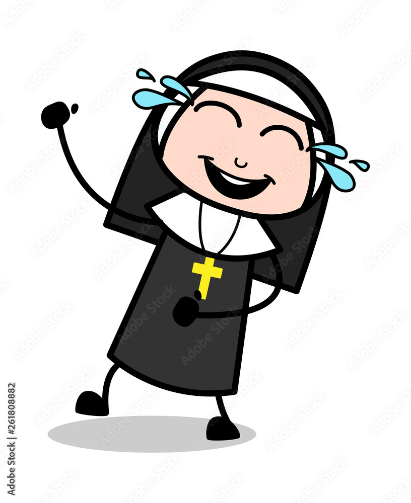 Laughing on Joke - Cartoon Nun Lady Vector Illustration﻿ Stock Vector ...