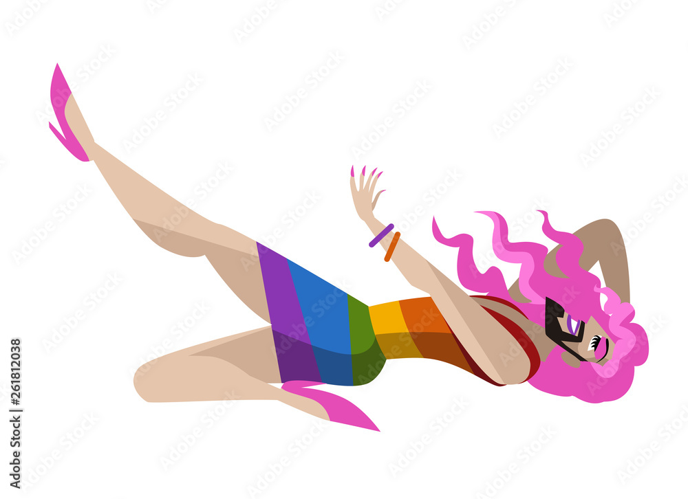 drag queen with pride flag dress Stock Vector | Adobe Stock