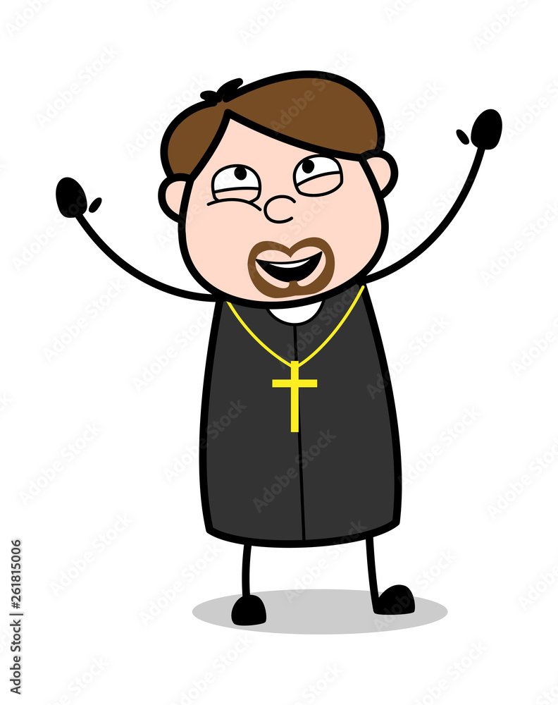 Remembering God - Cartoon Priest Religious Vector Illustration Stock ...