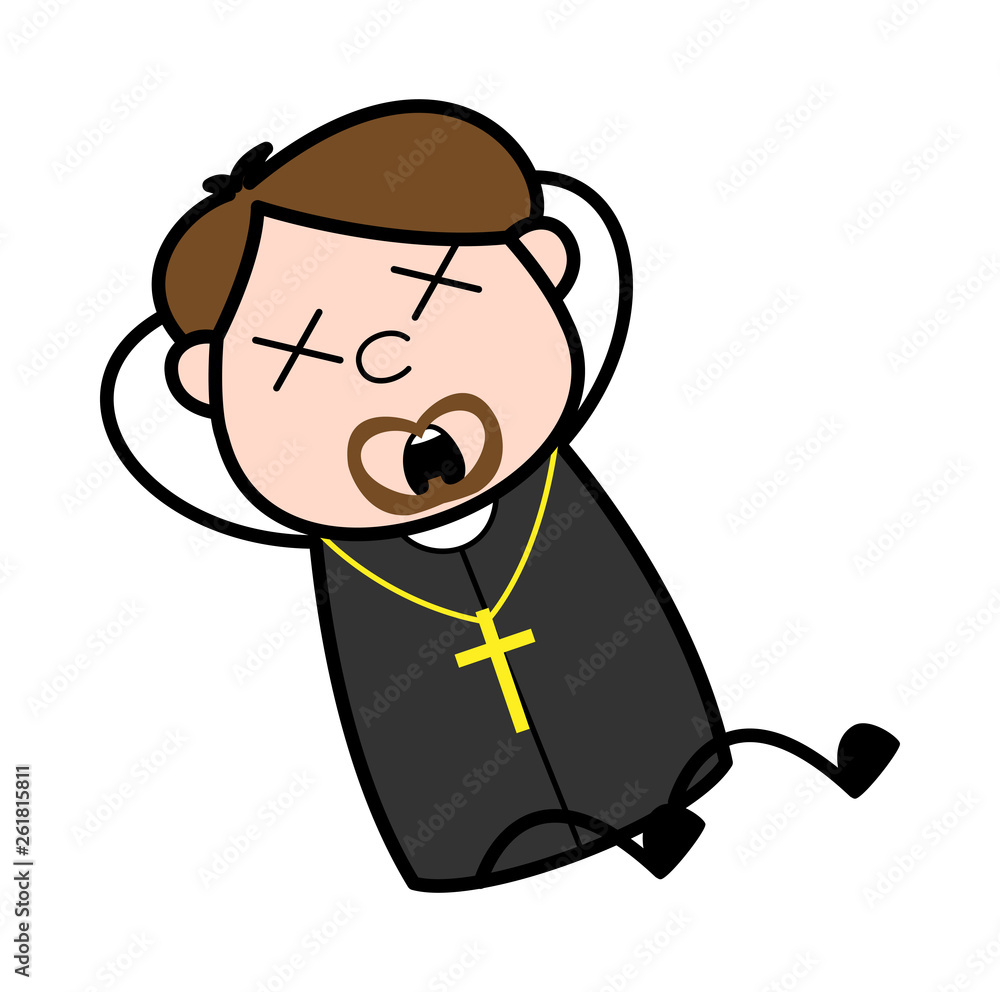 Groaning - Cartoon Priest Religious Vector Illustration - Cartoon ...