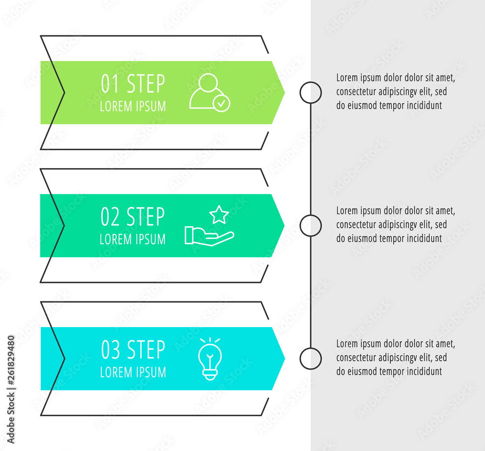 Modern vector flat illustration. Infographic arrows template with three ...