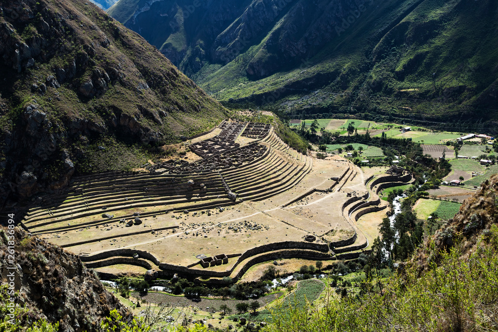 Llactapata Inca Ruins Peru South America Along Machu Picchu Trails ...