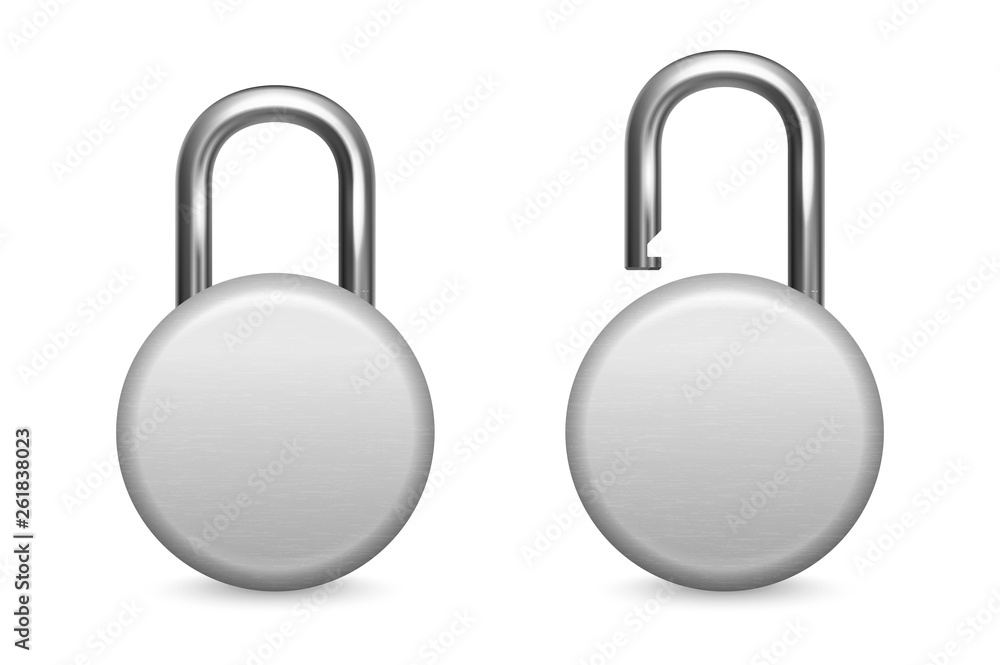 Vector 3d Realistic Closed and Opened Circle Metal Silver Chrome ...