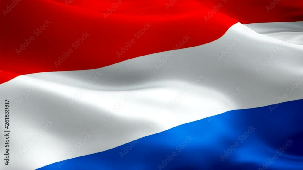 Dutch flag closeup 1080p Full HD 1920X1080 footage video waving in wind ...