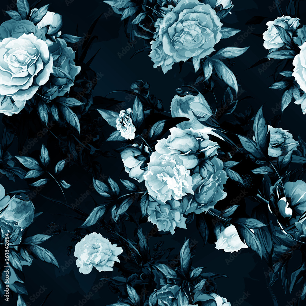 Dark Blue Floral Pattern