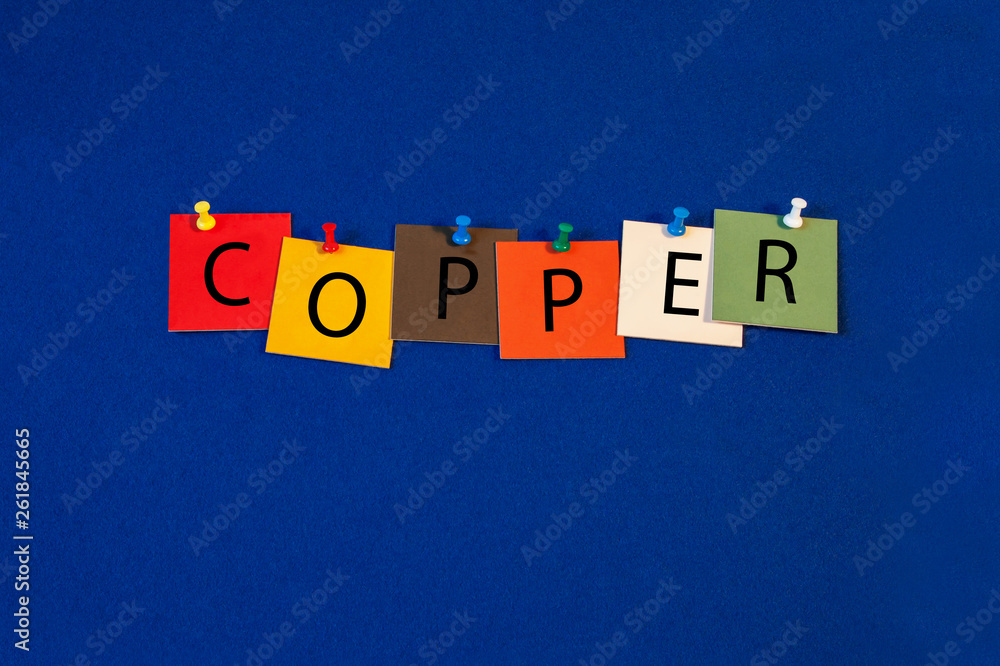 Copper - one of a complete periodic table series of element names ...