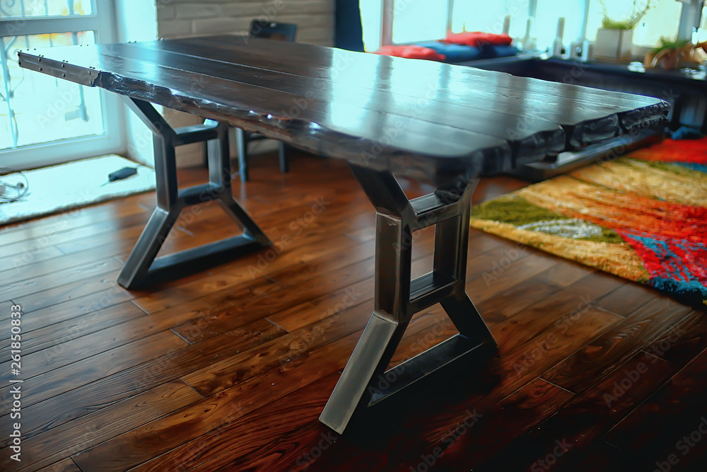 furniture table wood metal loft / design countertop, aged wood and ...
