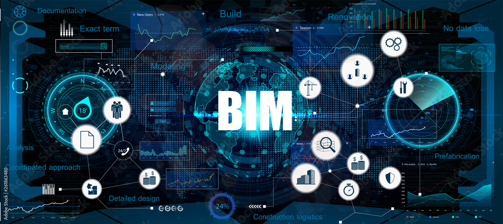BIM banner - building information modeling. The concept of business ...