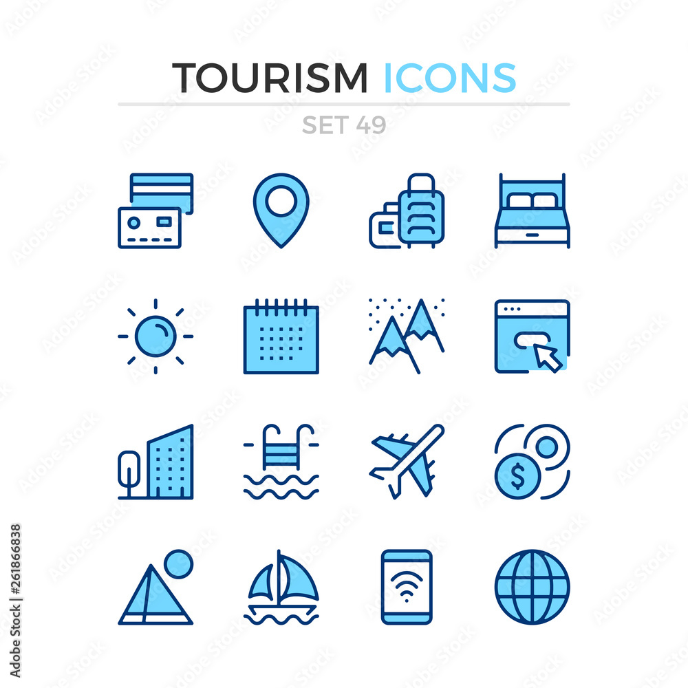 Tourism icons. Vector line icons set. Premium quality. Simple thin line ...