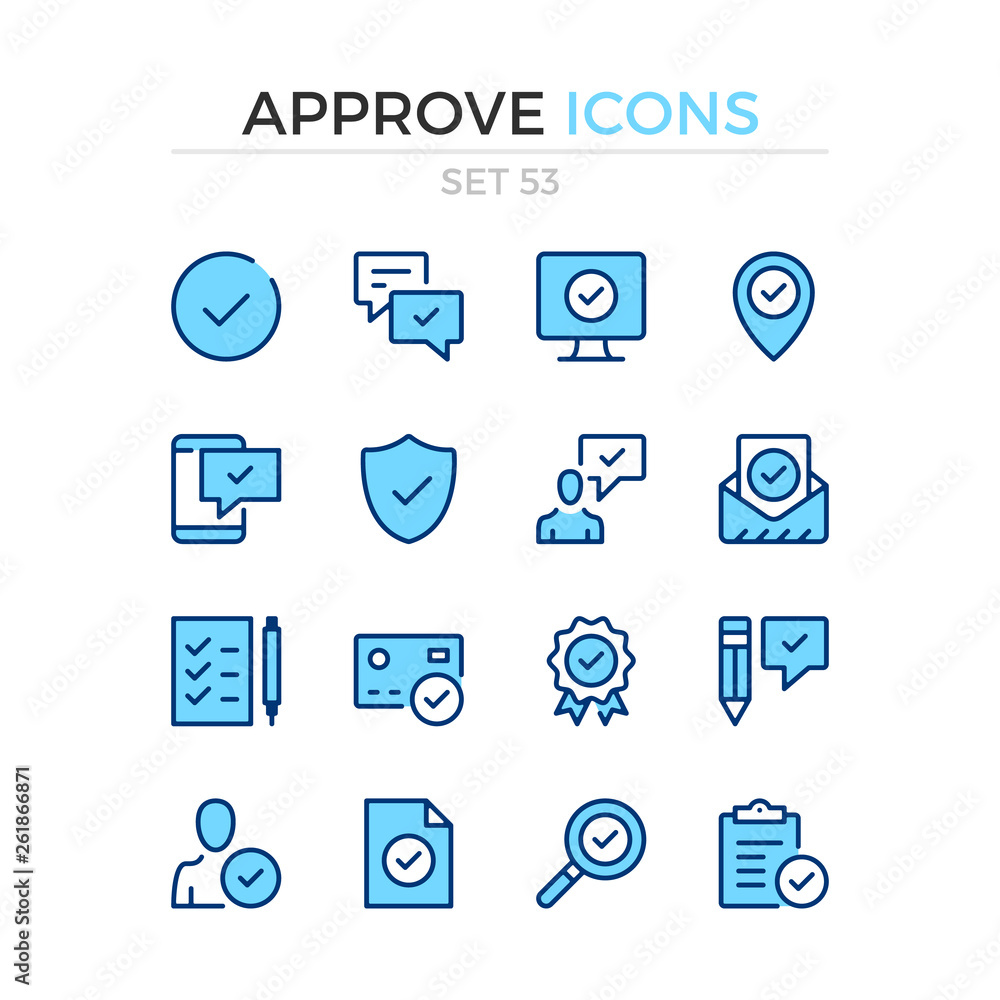 Approve icons. Vector line icons set. Premium quality. Simple thin line ...