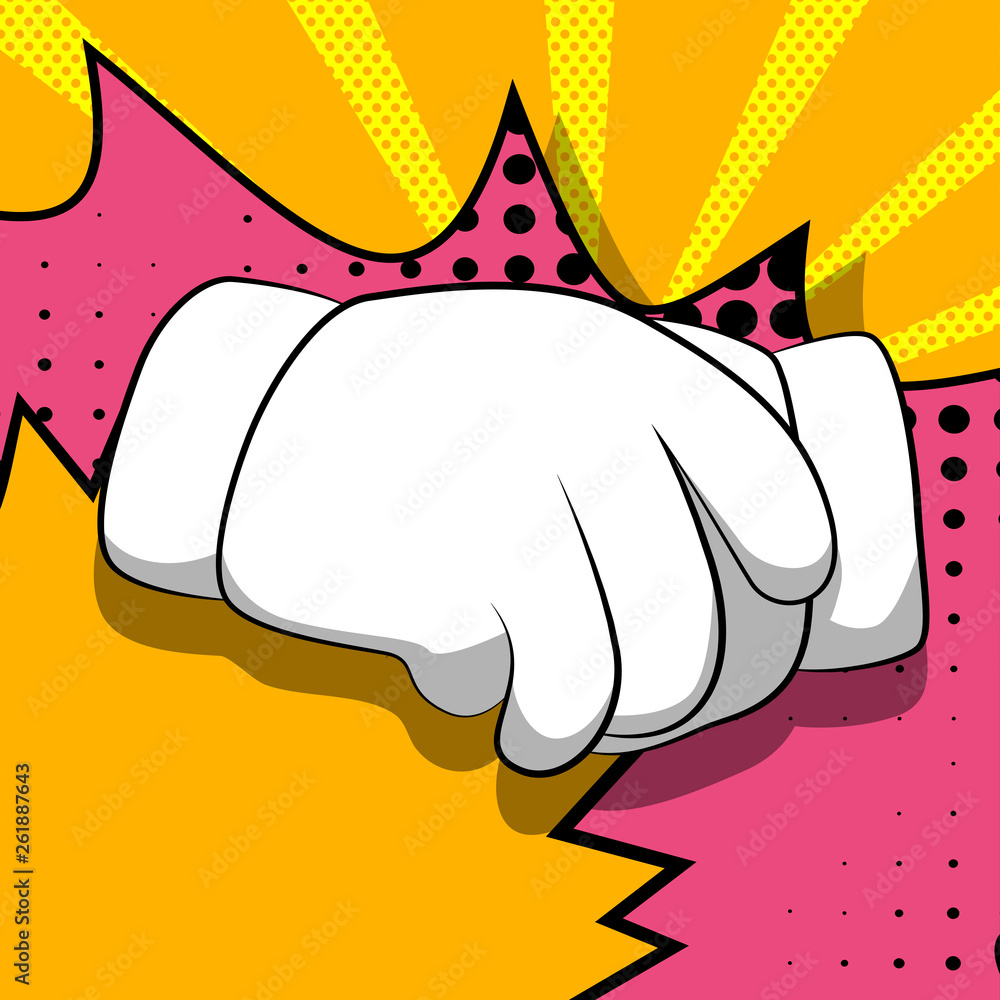 Vector cartoon hands making handshake. Illustrated hand sign on comic ...