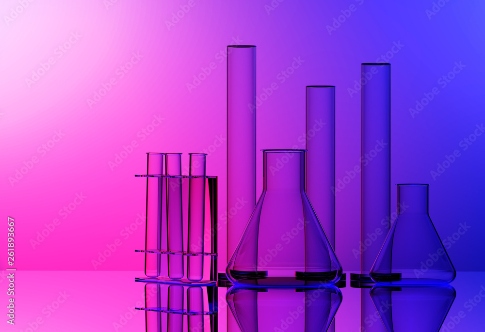 Chemical lab equipment - Erlenmeyer flask, test tubes and glass ...