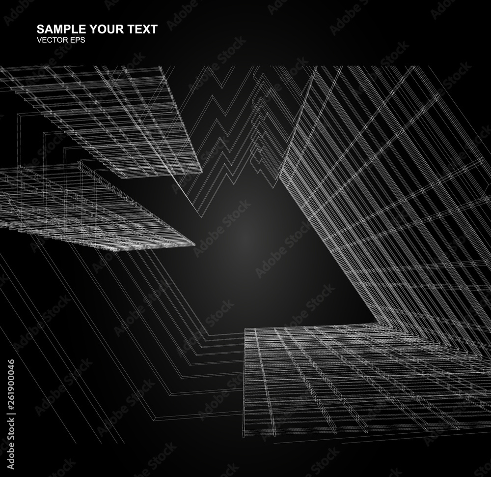 Abstract design. Modern architecture wireframe space Stock Vector ...