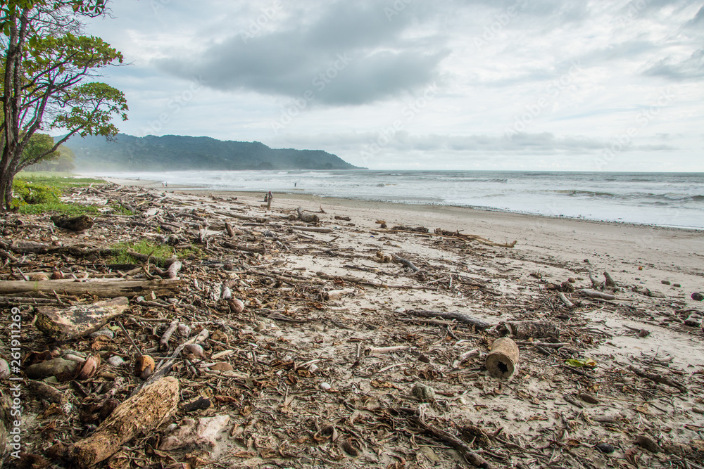Pollution sur une plage du Costa Rica après de grosse pluies, les ...