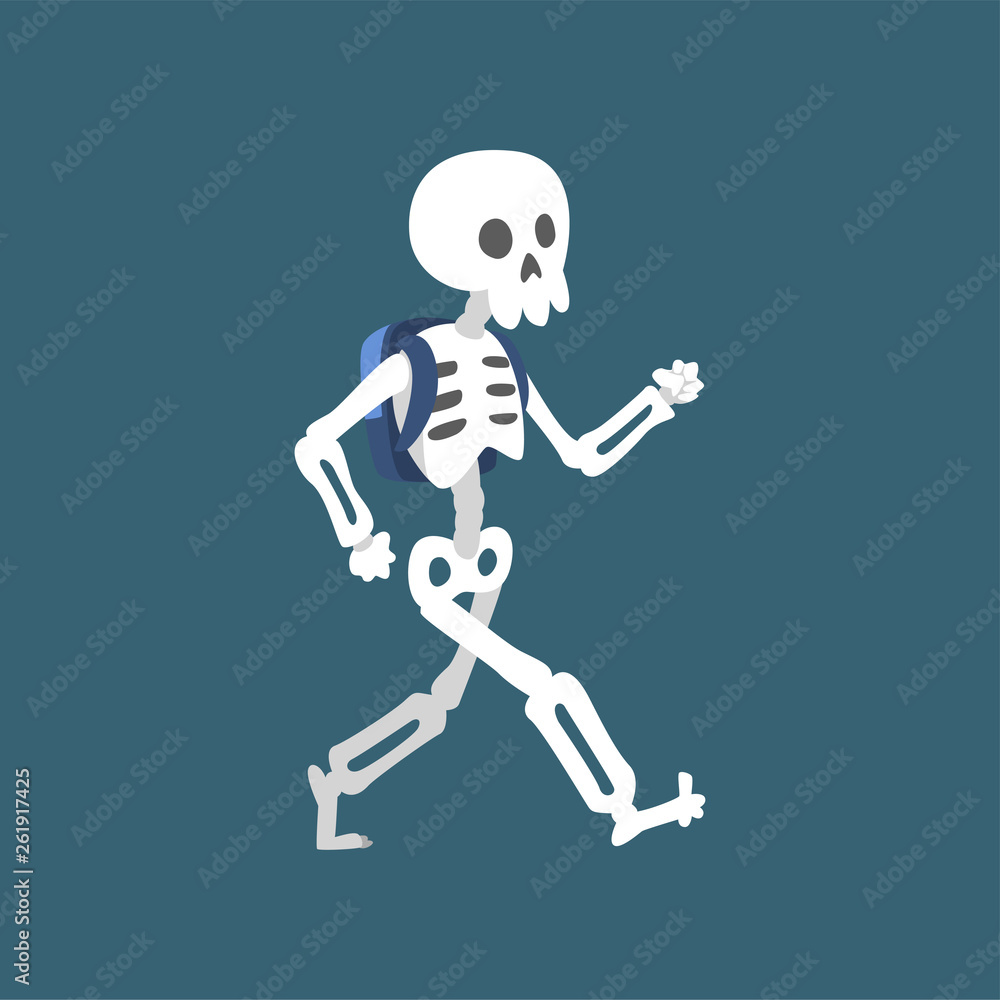 Human Skeleton Walking, Funny Dead Man Cartoon Character Vector ...