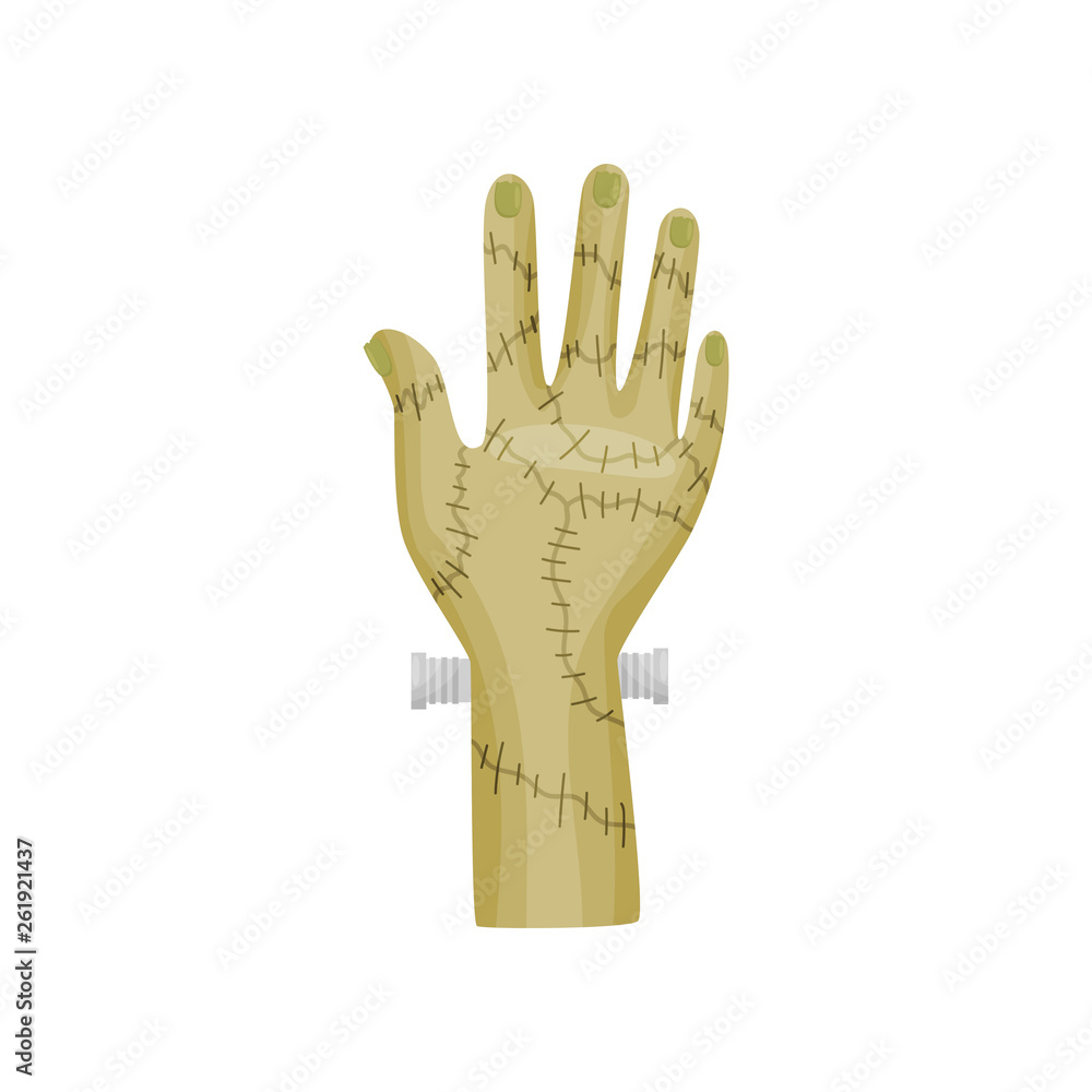 Frankenstein hand on white background. Vector illustration. Stock ...