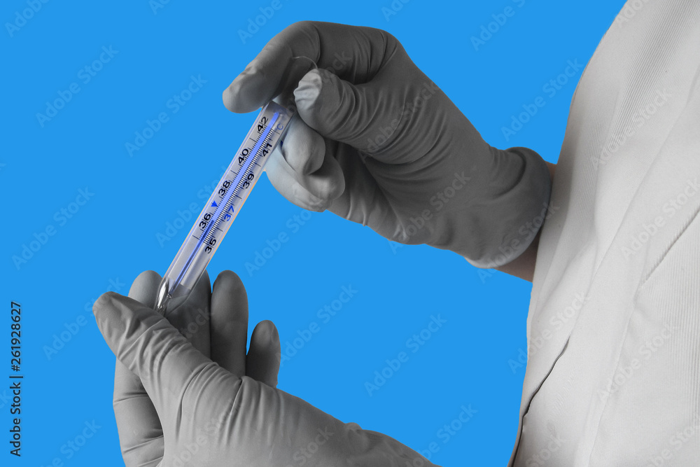 Normal temperature. Recreation cure diagnostic process. Two hands in ...