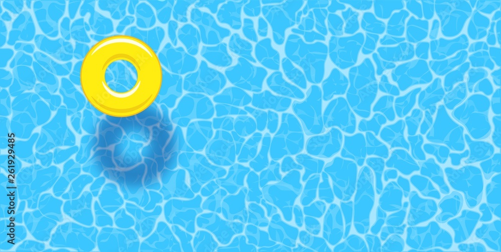 Water pool summer background with yellow pool float ring. Colorful ...