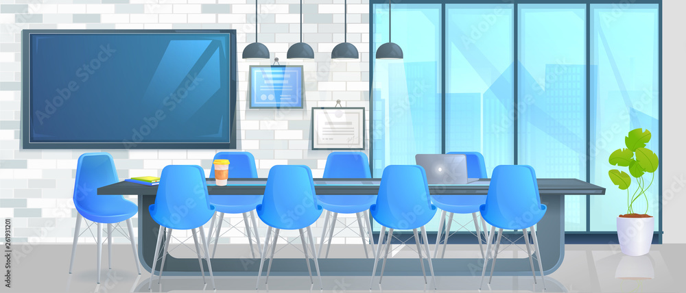 Boardroom Interior Design Home Decor panorama banner. Office Conference ...
