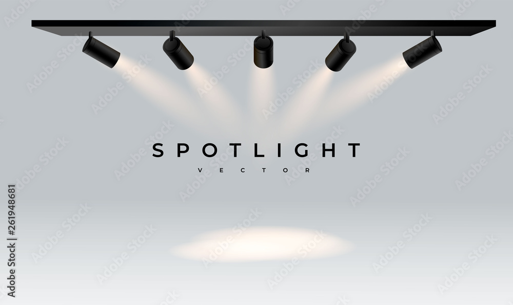 five black moderns. Shine into place. spot. Spotlights with white light ...