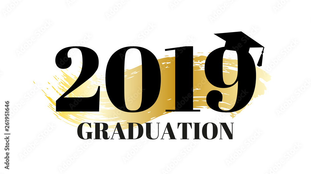 Congrats graduates, class of 2019. Graduation party banner with gold ...