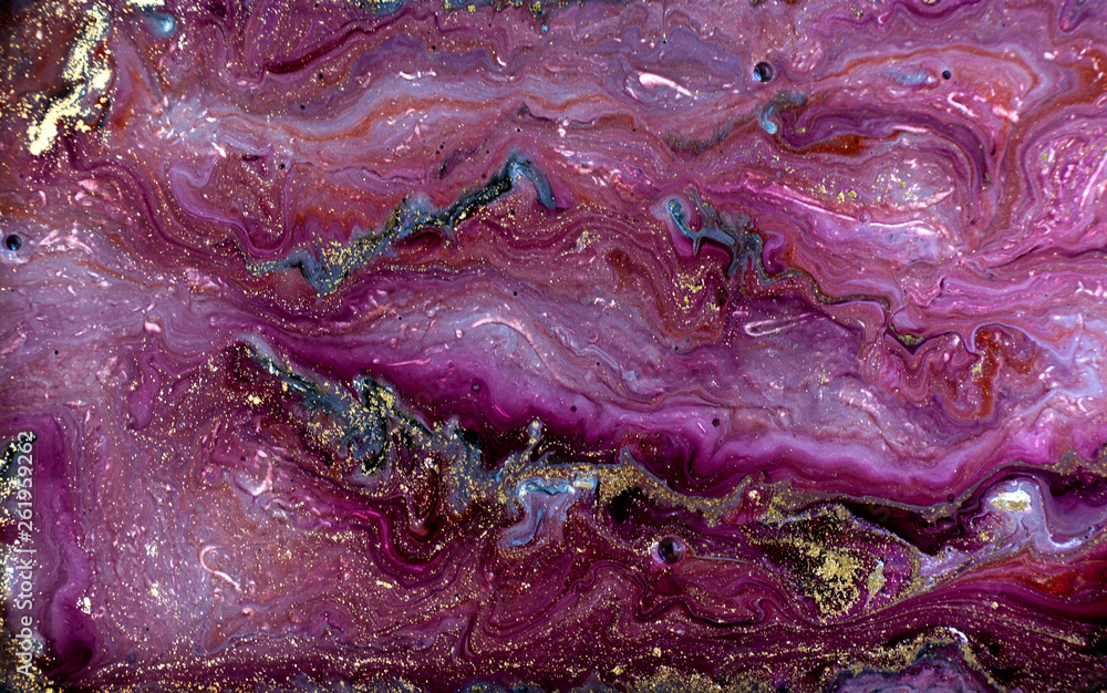 Purple marbling pattern. Golden marble liquid texture. Stock ...