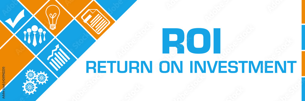 ROI - Return On Investment Business Symbols Orange Blue Left Triangles ...