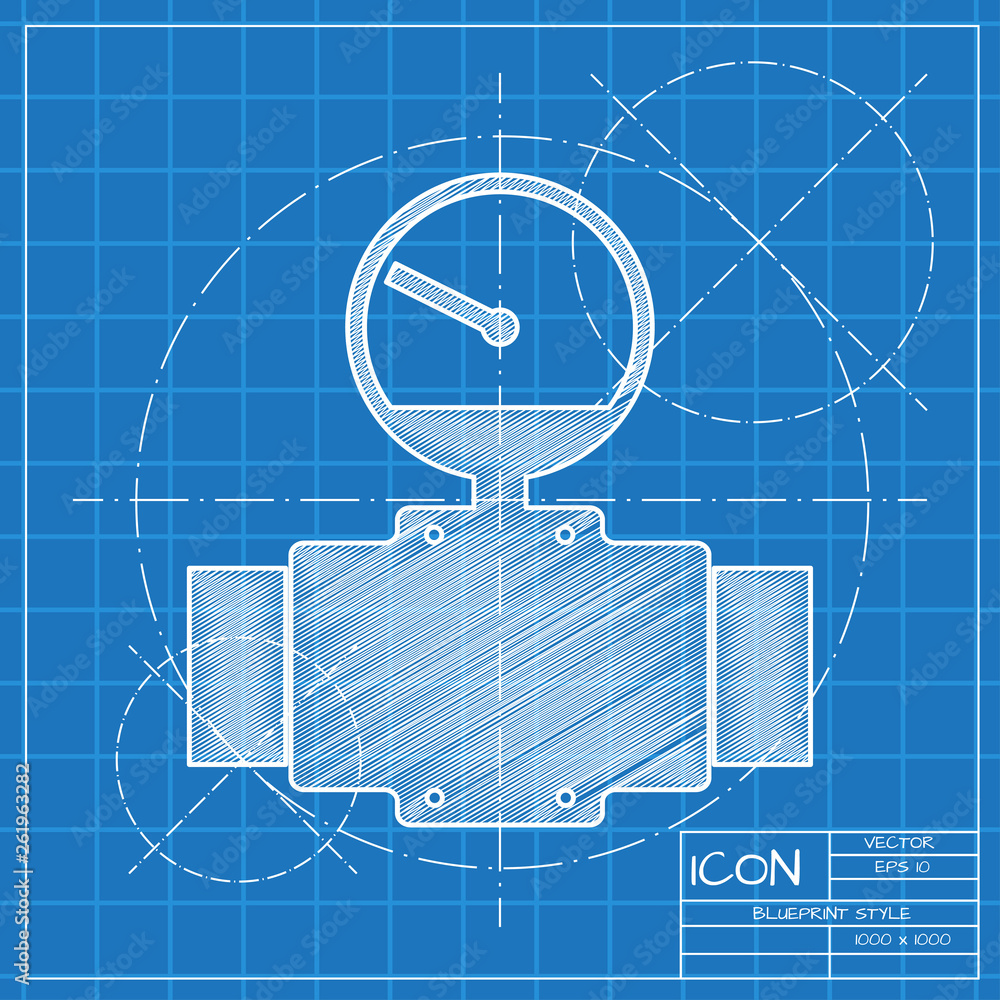 Pipe pressure measurement meter monitor illustration. Industrial valve ...