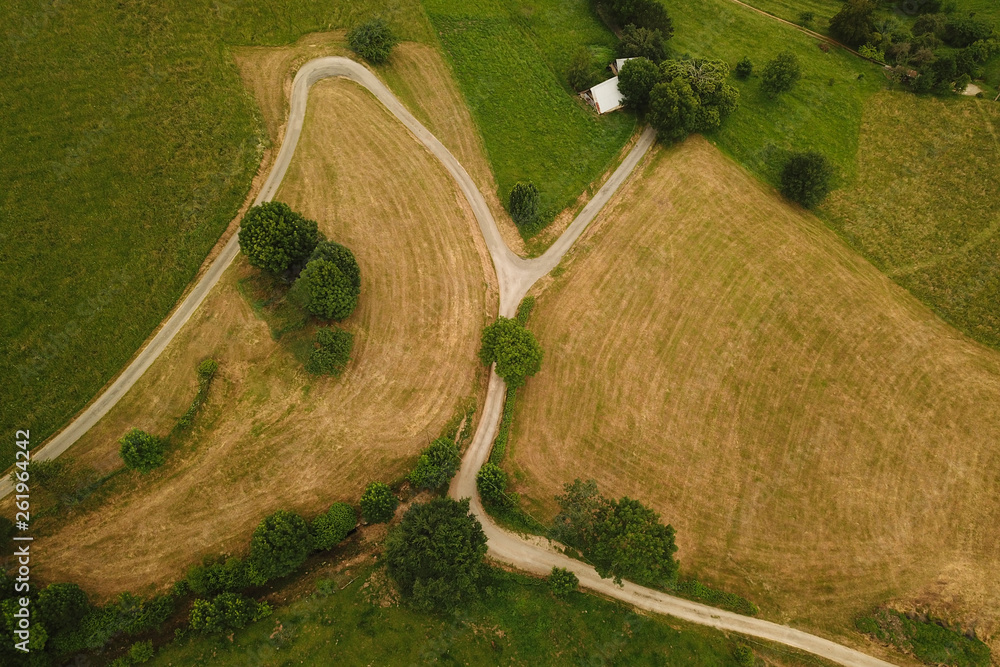 Road with curve and serpentines from above Stock Photo | Adobe Stock
