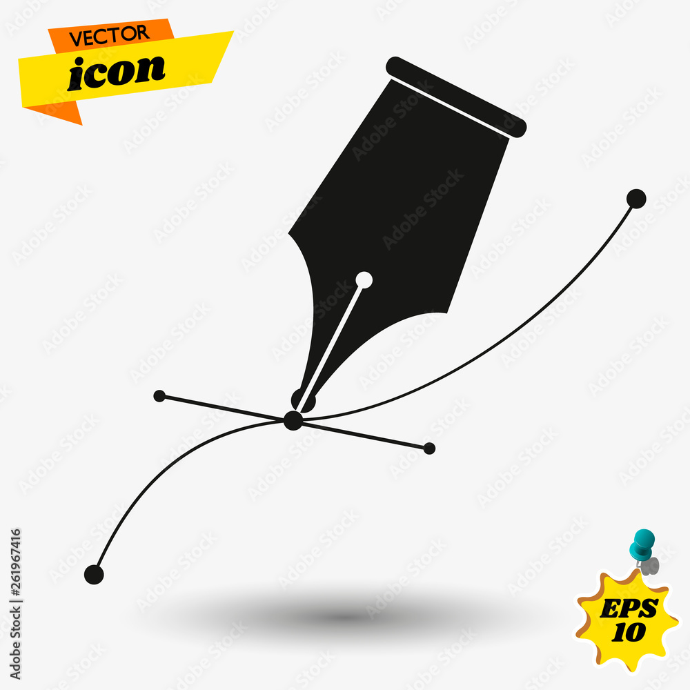 Pen tool. Vector computer graphics. The curve control points. Black ...