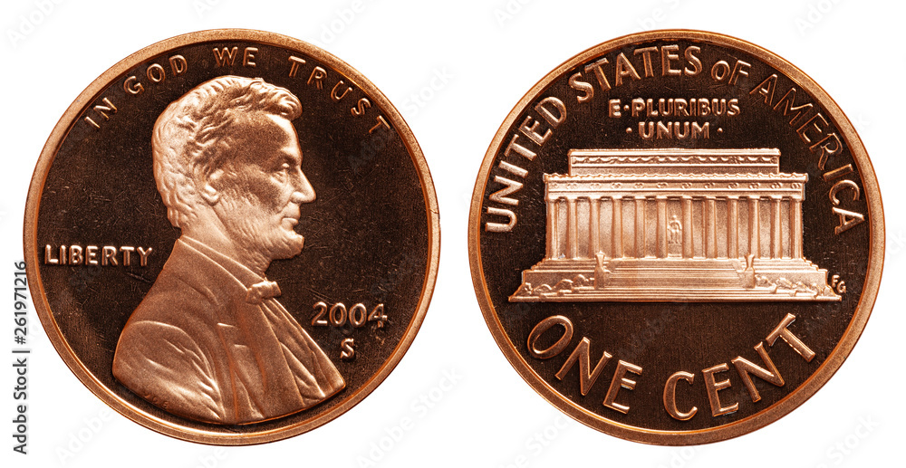 American one cent coin isolated on white background Stock Photo | Adobe ...