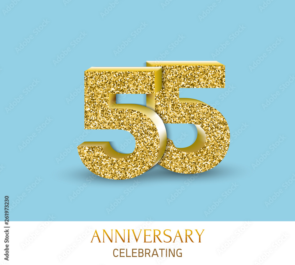 55th anniversary card template with 3d gold colored elements. Stock ...