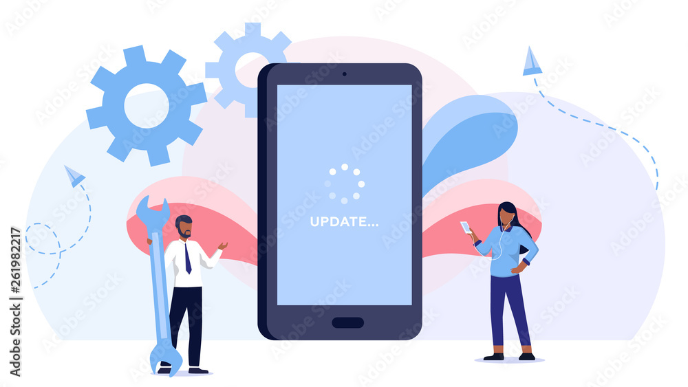 system update vector illustration concept, people update operation ...