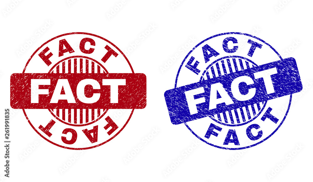 Grunge FACT round stamp seals isolated on a white background. Round ...