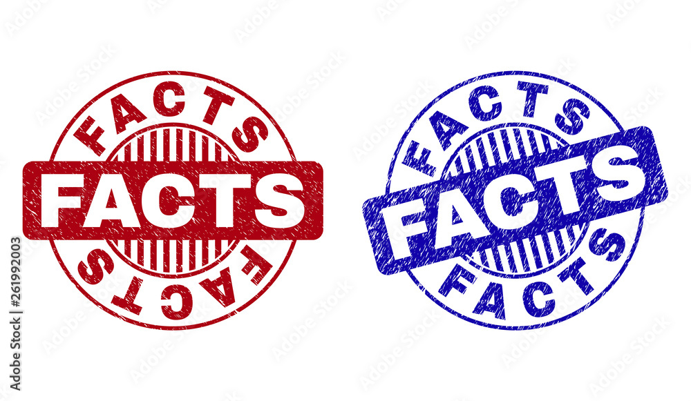 Grunge FACTS round stamp seals isolated on a white background. Round ...