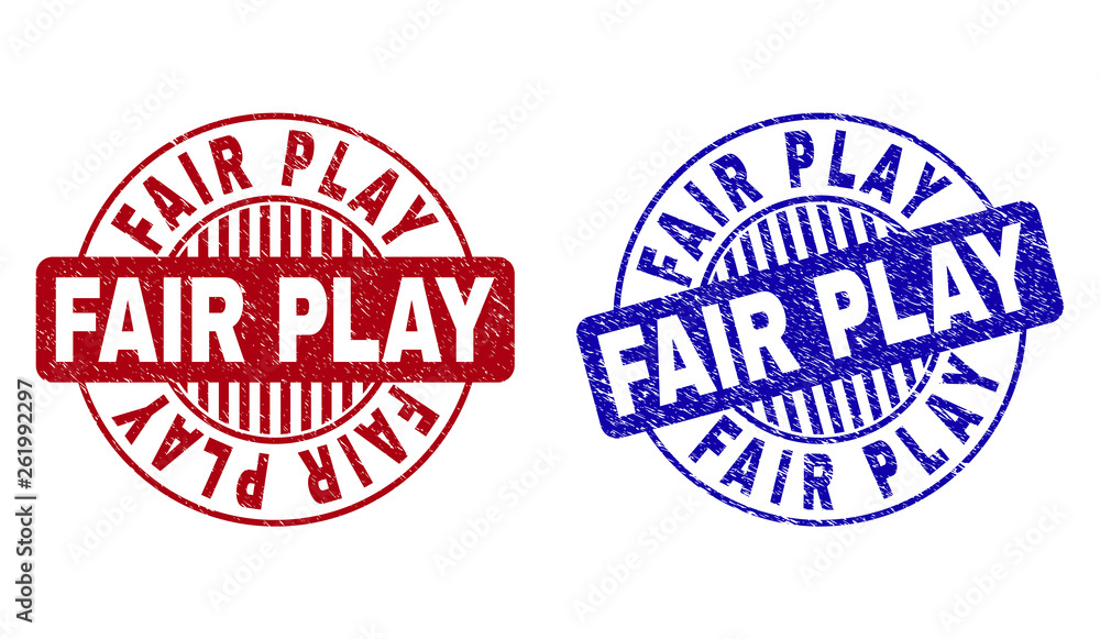 Grunge FAIR PLAY round stamp seals isolated on a white background ...
