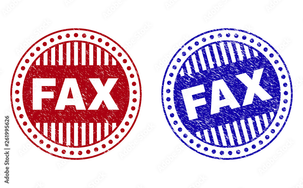 Grunge FAX round stamp seals isolated on a white background. Round ...