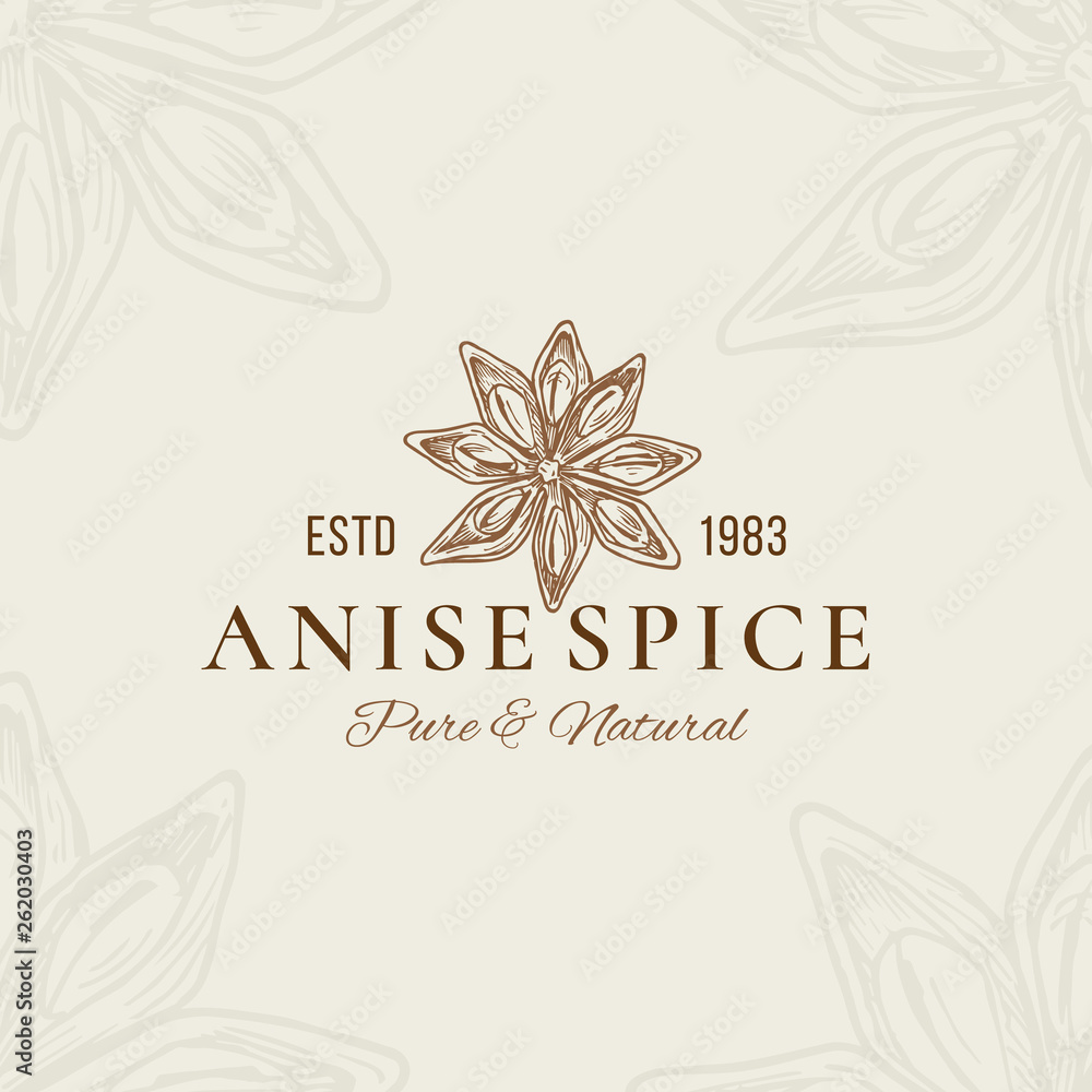 Pure and Natural Anise Abstract Vector Sign, Symbol or Logo Template ...