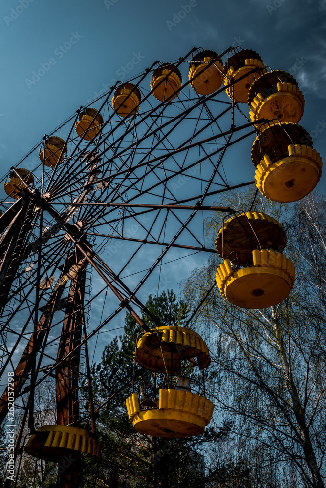 Old ferris wheel in the ghost town of Pripyat. Consequences of the ...