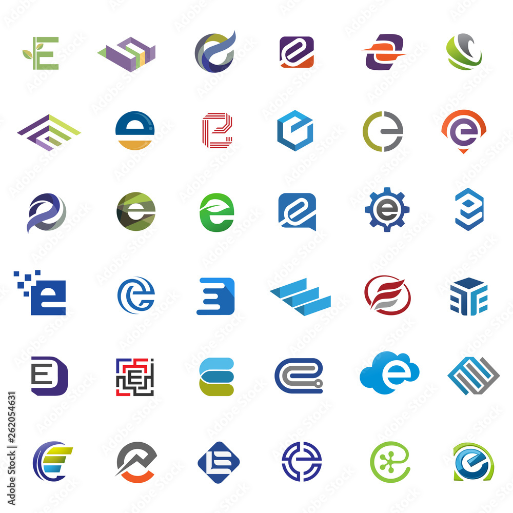 Elegant letter e logo vector set, best modern elegant letter E logo ...