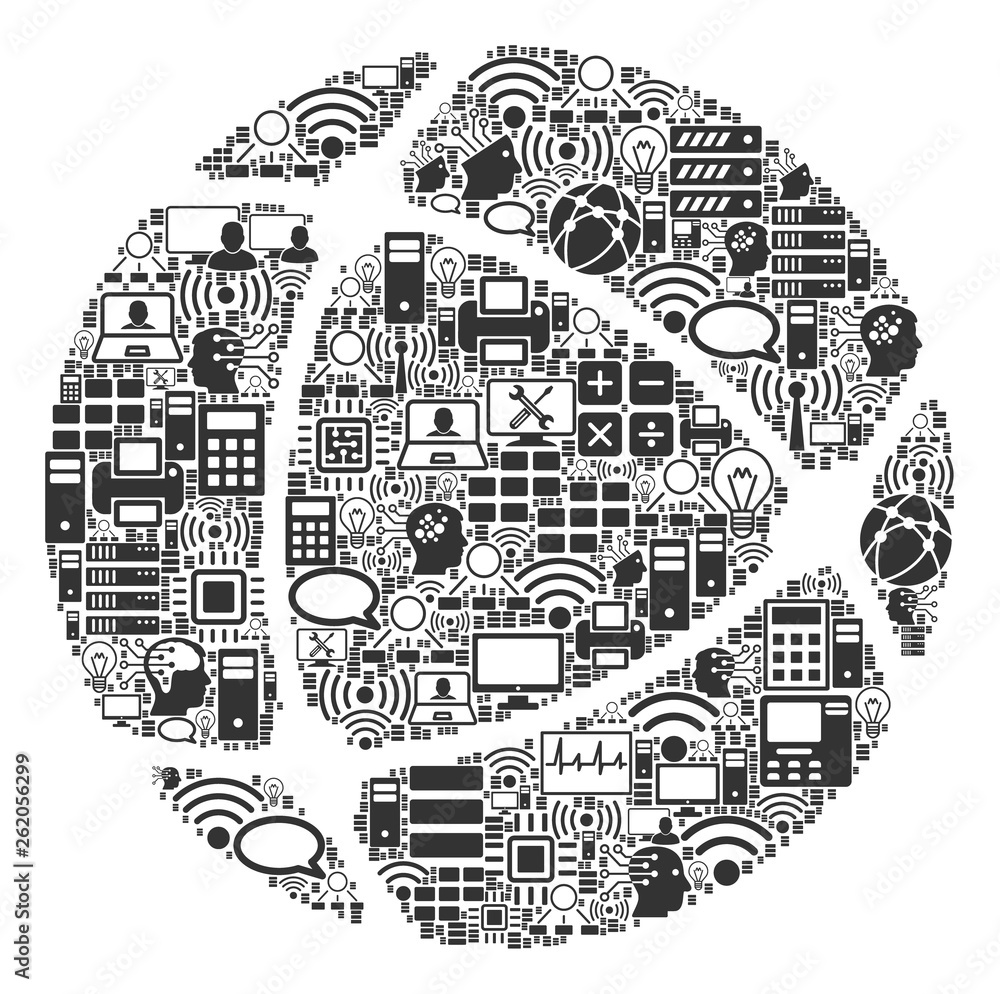Internet collage icon created for bigdata and computing illustrations ...