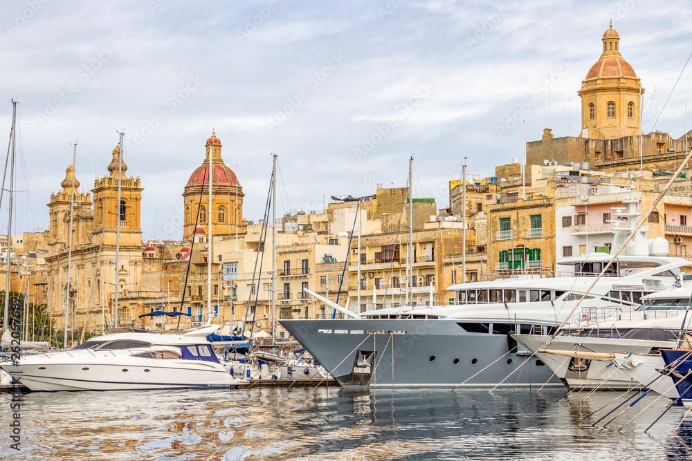 Vittoriosa Yacht Marina with luxury yachts, sailboats and Birgu ...