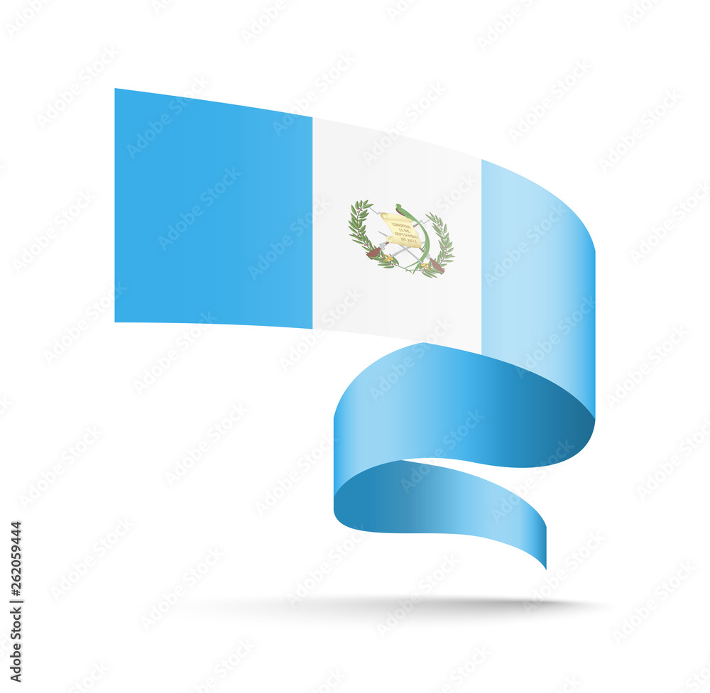 Guatemala flag in the form of wave ribbon. Stock Vector | Adobe Stock