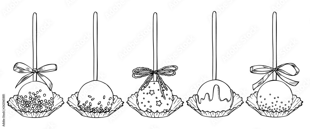 Sweet cake pops on stick with sprinkles isolated on white background ...