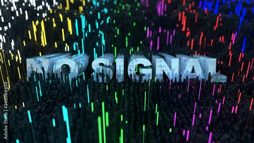 No signal text and glowing SMPTE color bars. Streaming data malfunction ...