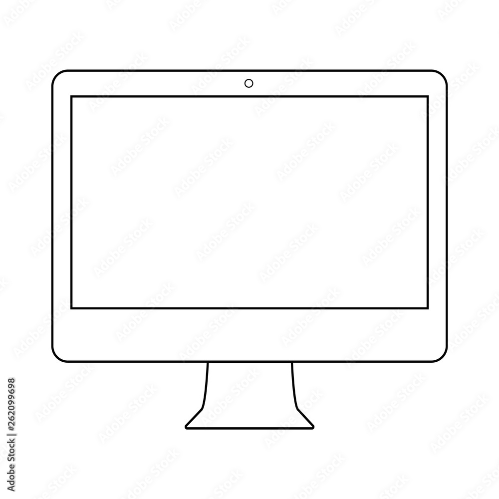 Desctop pc outline computer vector. Desctop pc screen computer outline ...